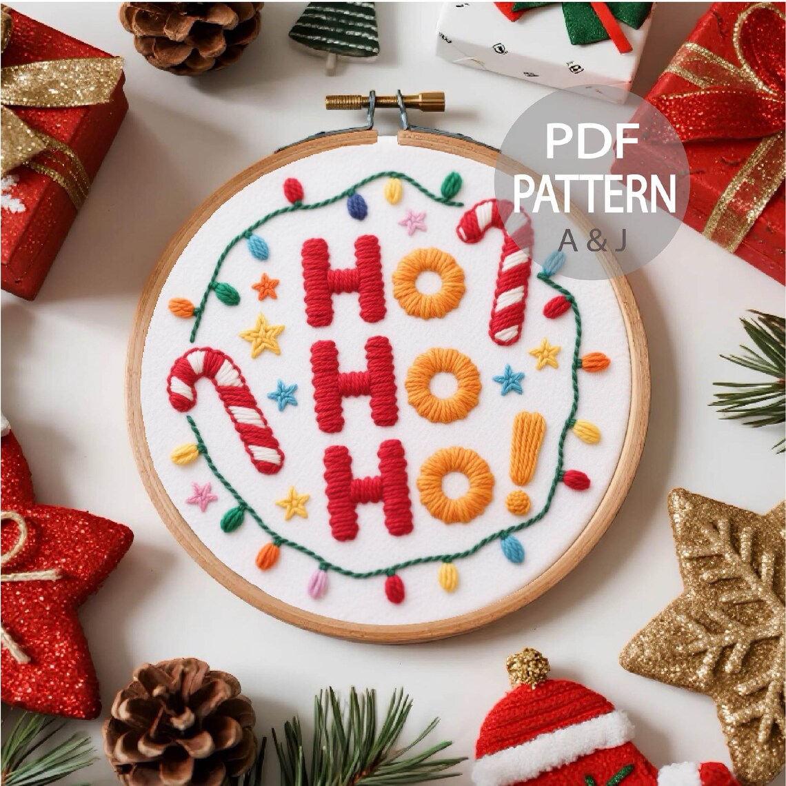 Ho Ho Ho Embroidery Pattern Christmas Embroidery Cute Christmas ...