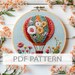 Floral Hot Balloon Embroidery Pattern Hot Air Balloon Embroidery ...