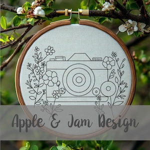 Camera Embroidery Pattern, Floral Camera Embroidery , ,camera Hoop Art ...