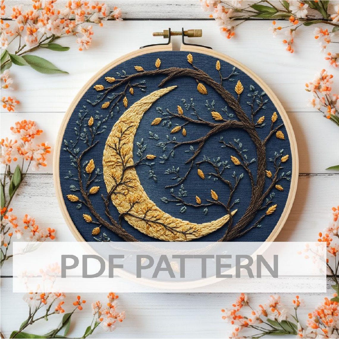 Moon Embroidery Pattern Celestial Embroidery Luna Moon Embroidery ...