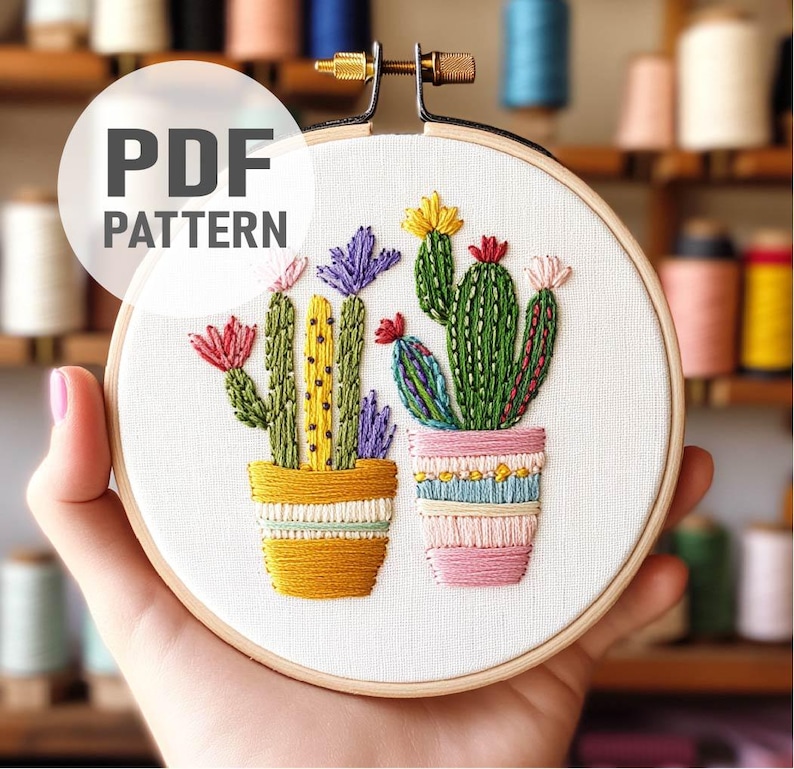 Cactus Embroidery Pattern ,plants ,succulant, Cacti Embroidery House ...