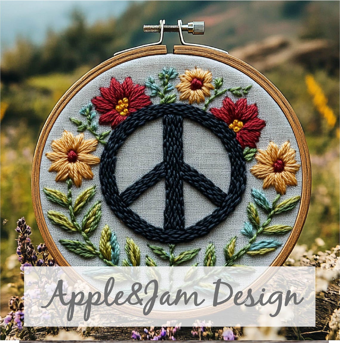 Peace Sign Embroidery Pattern Floral Peace Embroidery Peace Embroidery ...