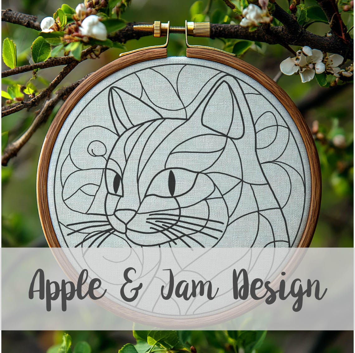 Cat Embroidery Pattern Geometry Cat Embroidery Abstract Cat Embroidery ...