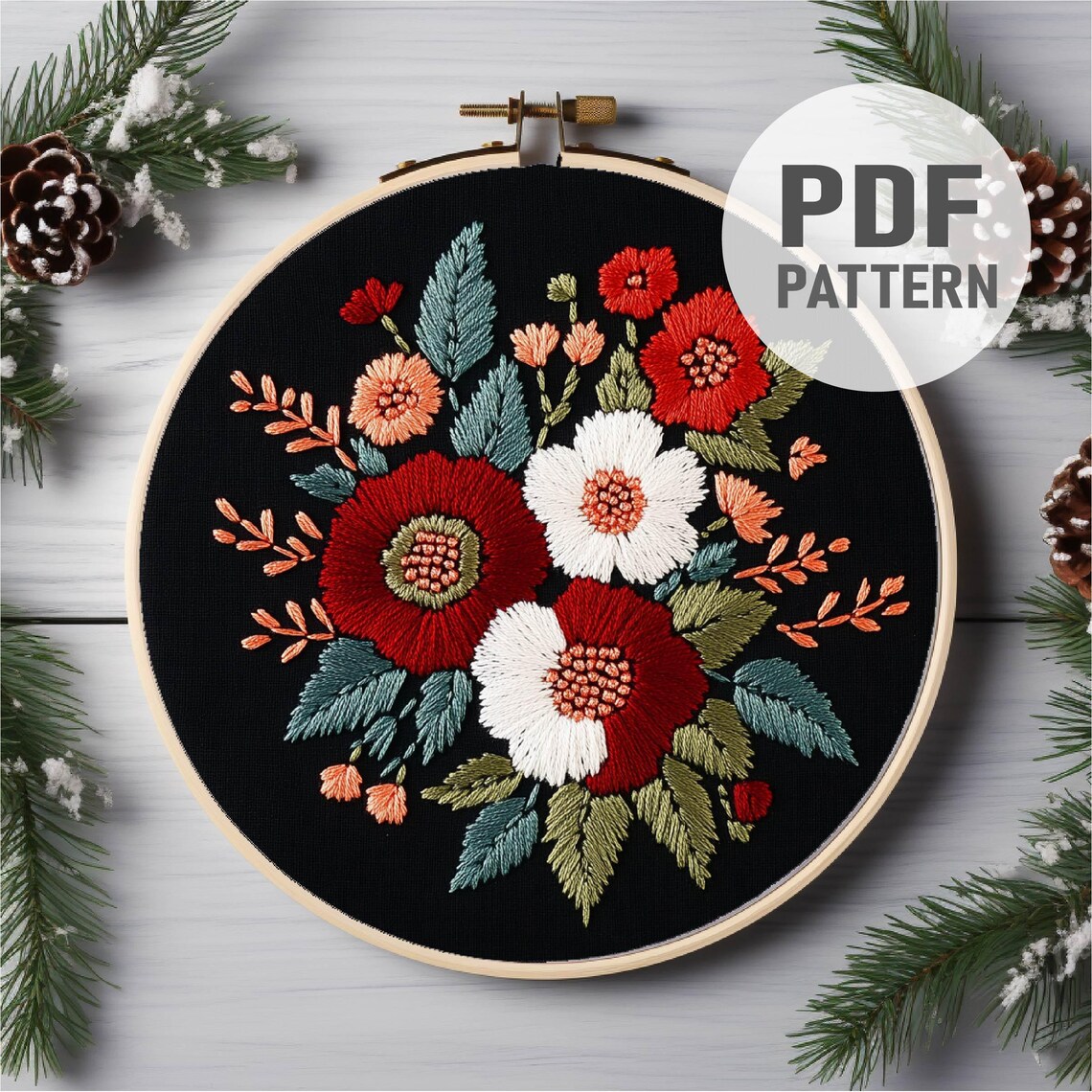 Flowers Embroidery Pattern Bouquet Embroidery Floral Embroidery PDF ...