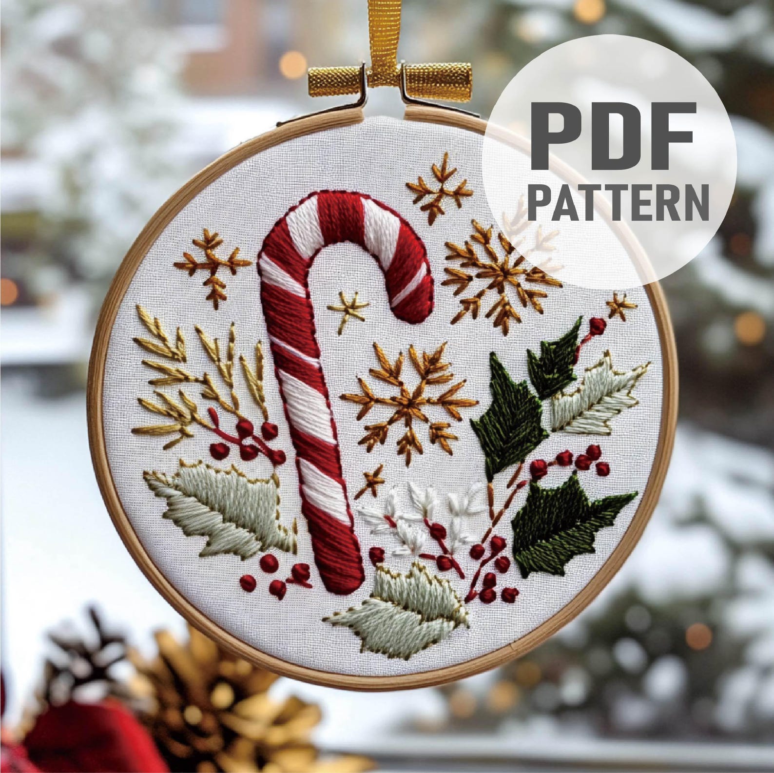 Christmas Candy Cane Embroidery Pattern Christmas Embroidery Snowflakes ...
