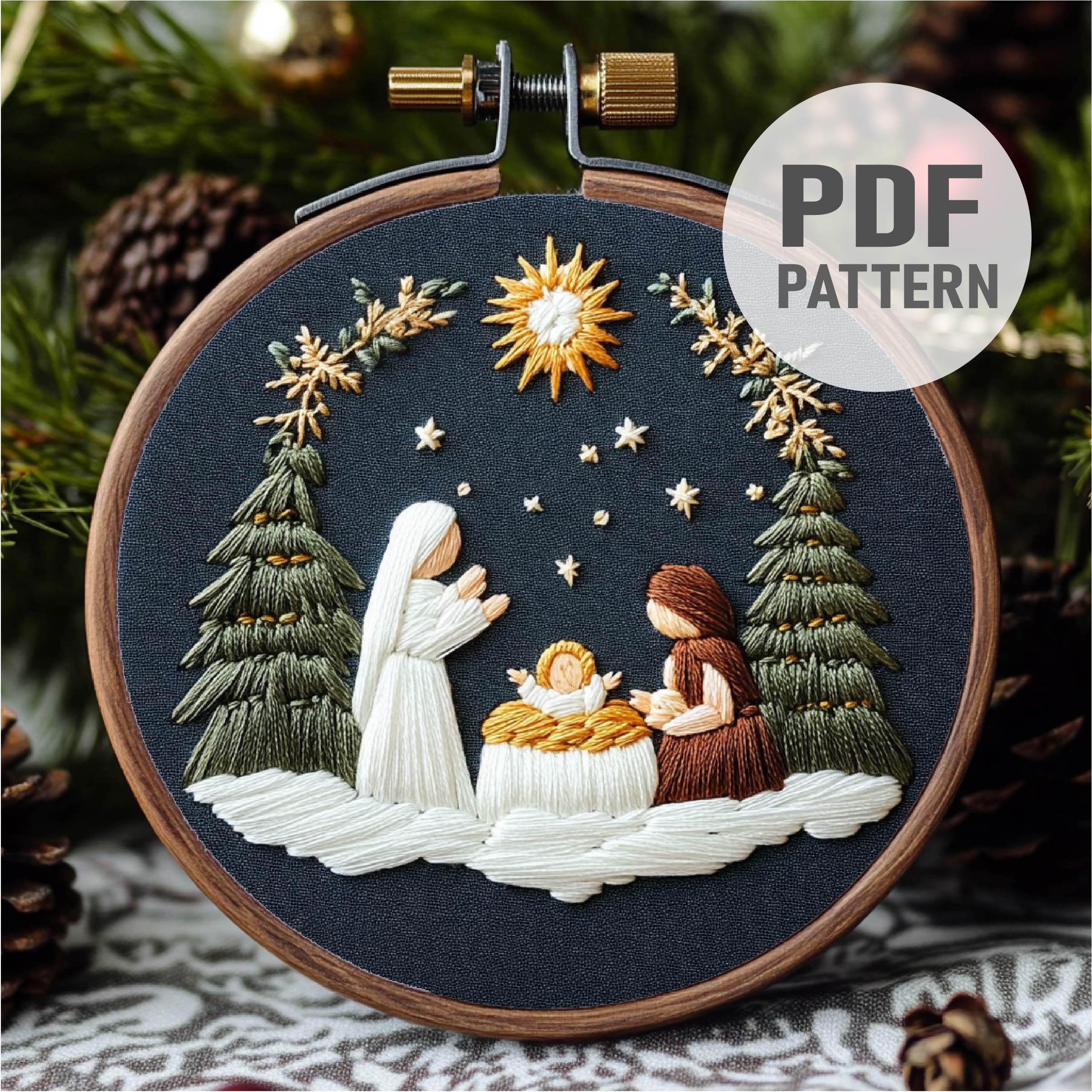 Nativity Scene Embroidery Pattern Christmas Nativity Embroidery ...
