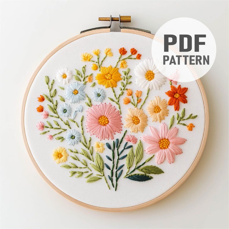 Wildflowers Embroidery Pattern Flower Embroidery Plants Embroidery PDF ...