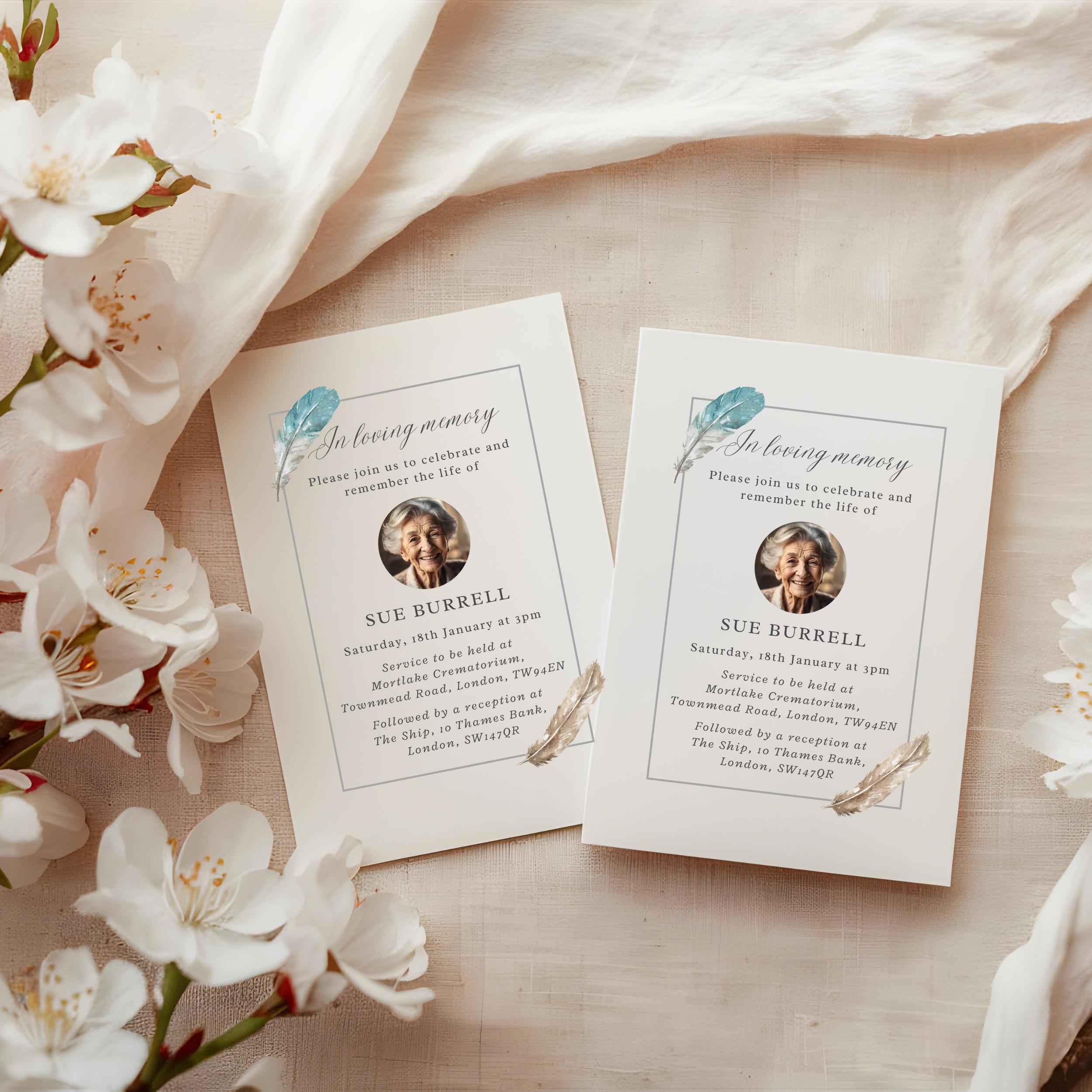 Simple Funeral Invitation Template With Picture, Printable Celebration ...