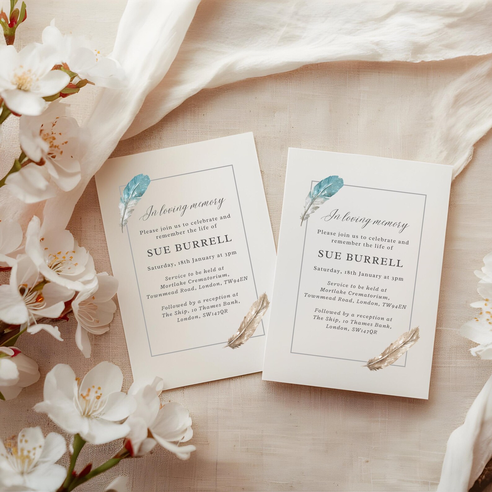 Simple Funeral Invitation Template, Printable Celebration of Life ...
