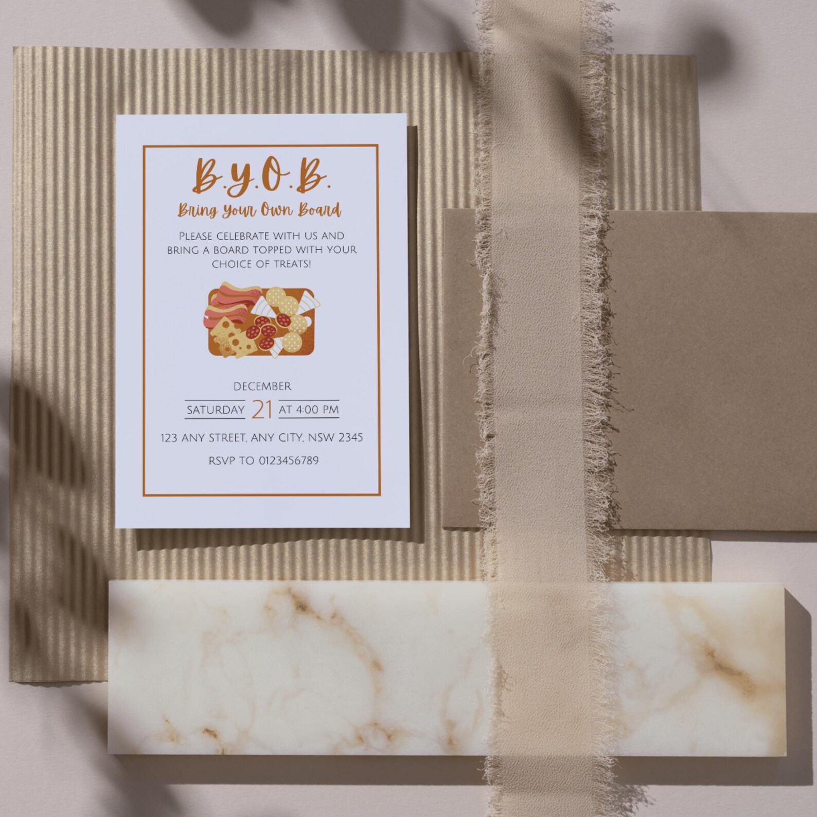 Bring Your Own Board Party Invitation Template, Charcuterie Board ...