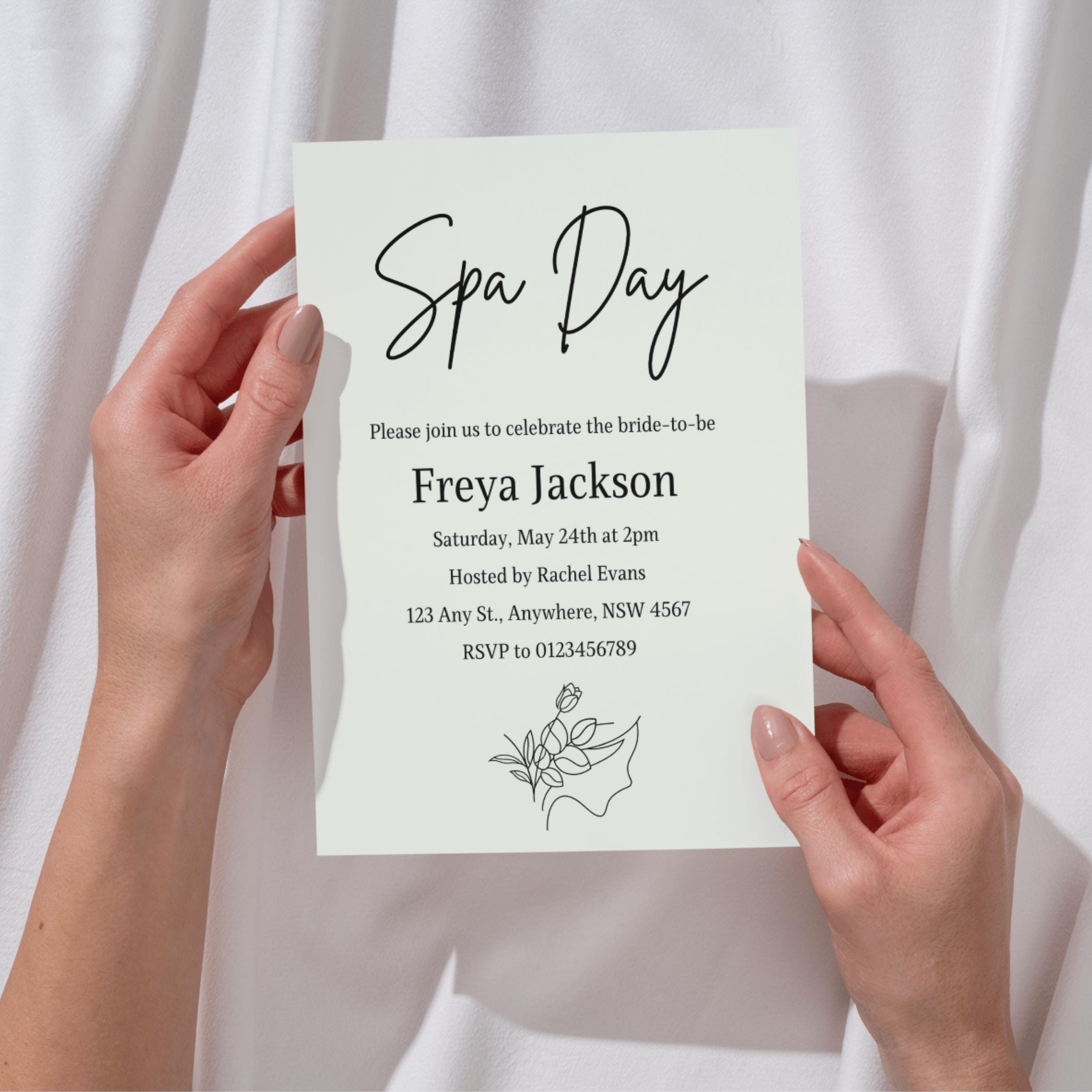 Spa Day Editable Invitation Template, Bride-to-be, Wedding, Spa Day ...