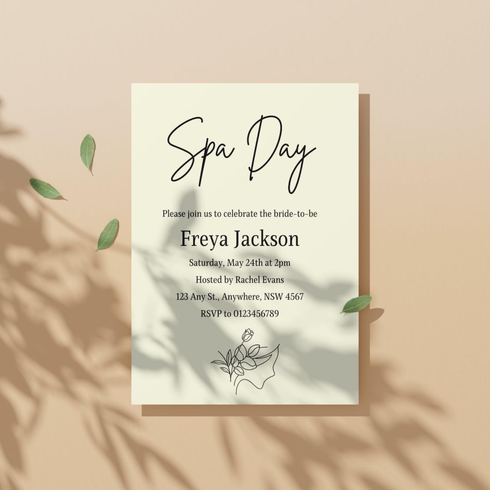 Spa Day Editable Invitation Template, Bride-to-be, Wedding, Spa Day ...