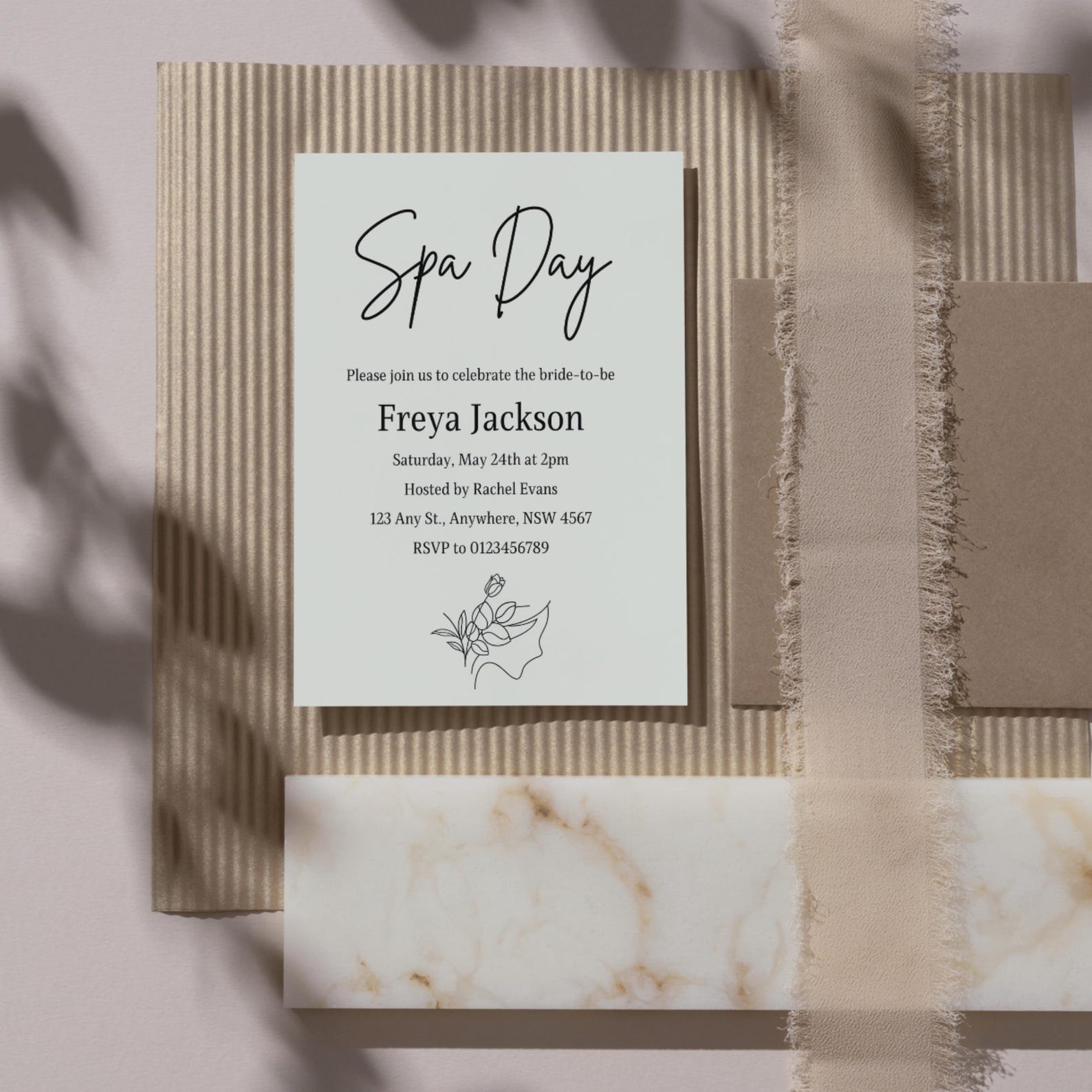 Spa Day Editable Invitation Template, Bride-to-be, Wedding, Spa Day ...