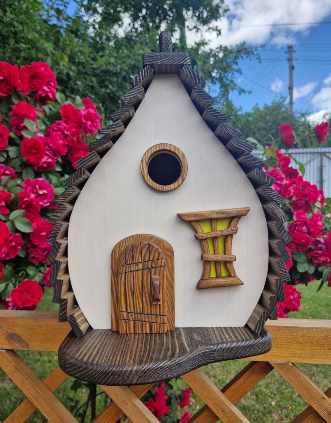 Birdhouse for Small Garden Birds | Unique Wooden Birdhouse “drop ...