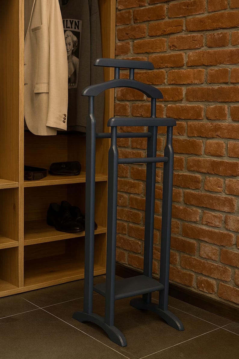 Double Wooden Clothing Valet Stand | Dual Garment Rack | Double Rail ...