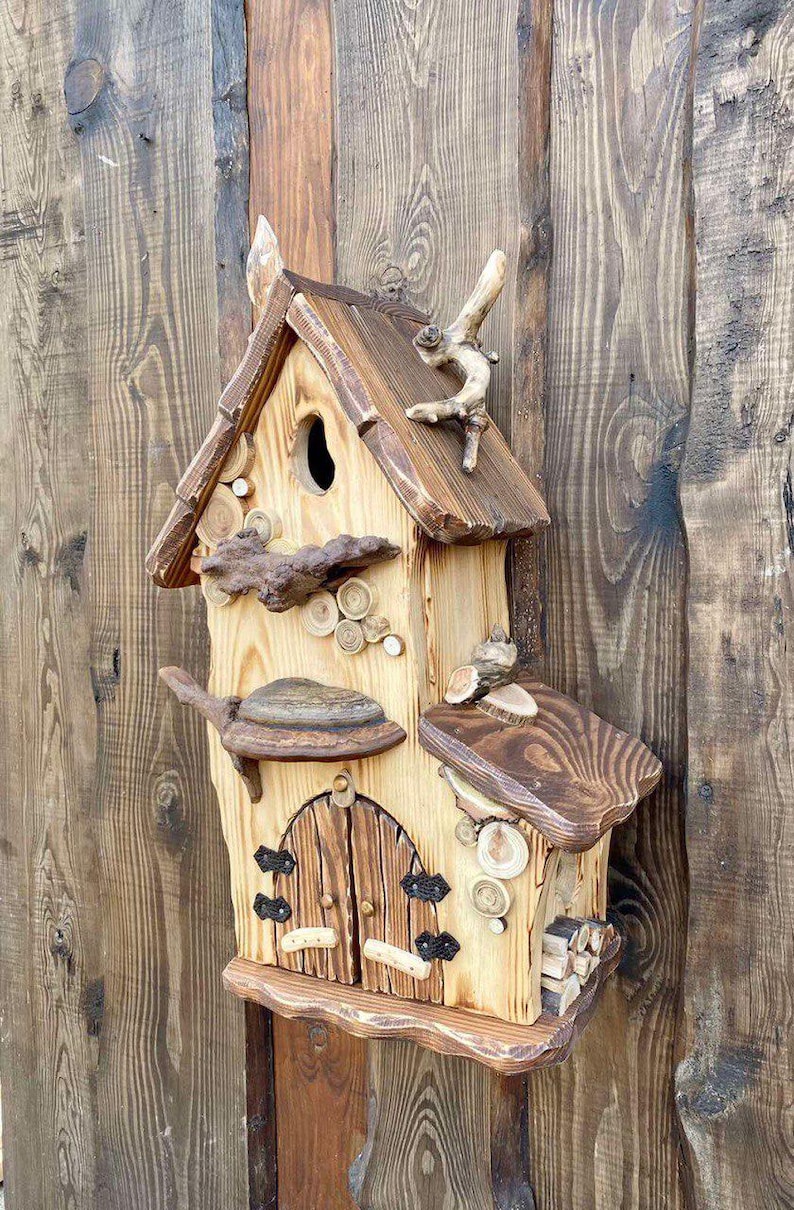 Two-story Wooden Birdhouse | Handcrafted Cottage Birdhouse | Cozy ...