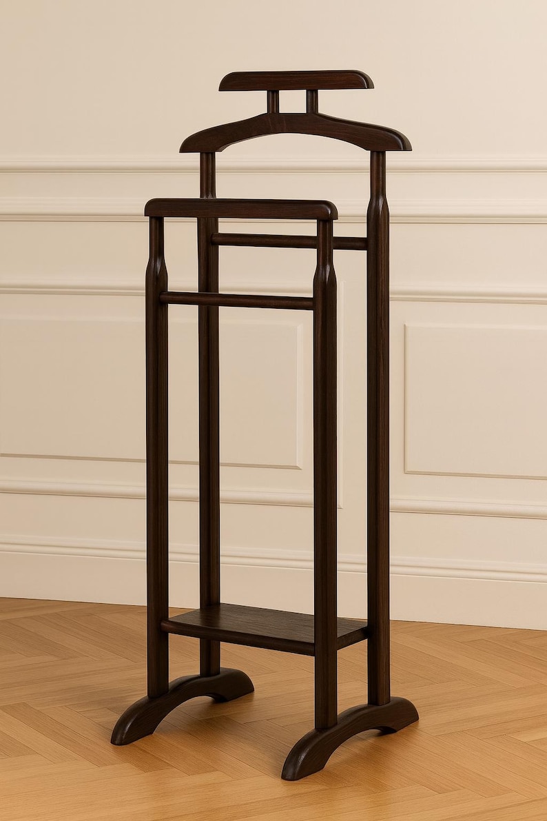 Double Wooden Clothing Valet Stand | Dual Garment Rack | Double Rail ...