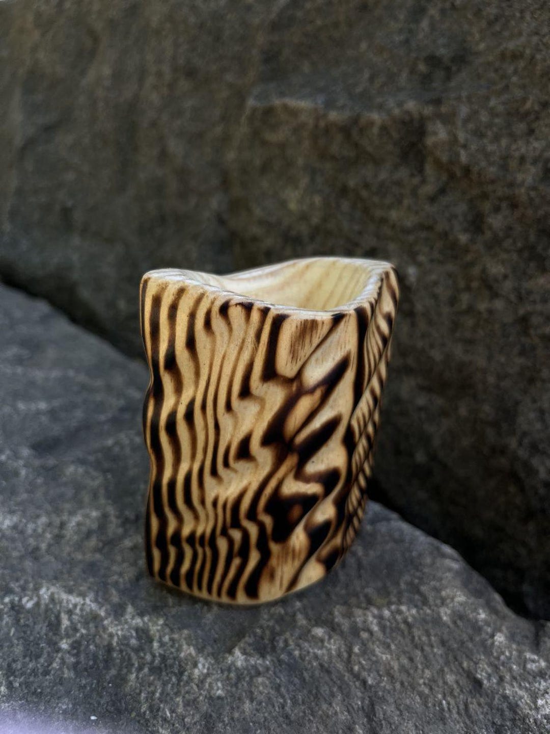 Scorched Wood Vase | Burned Wood Vase | Charred Wooden Vase | Wooden ...