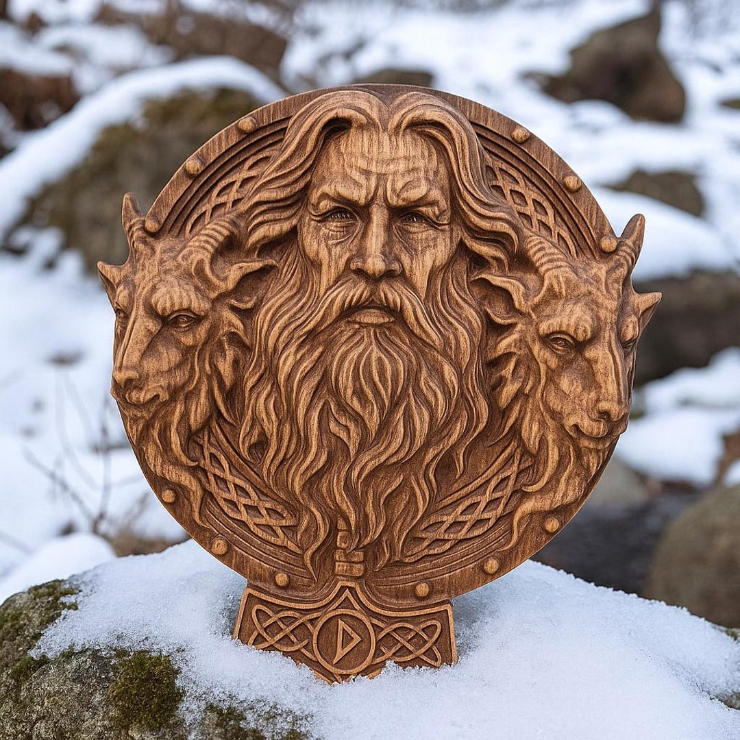Cuadro de Thor tallado en madera / Panel de pared de Thor en madera ...