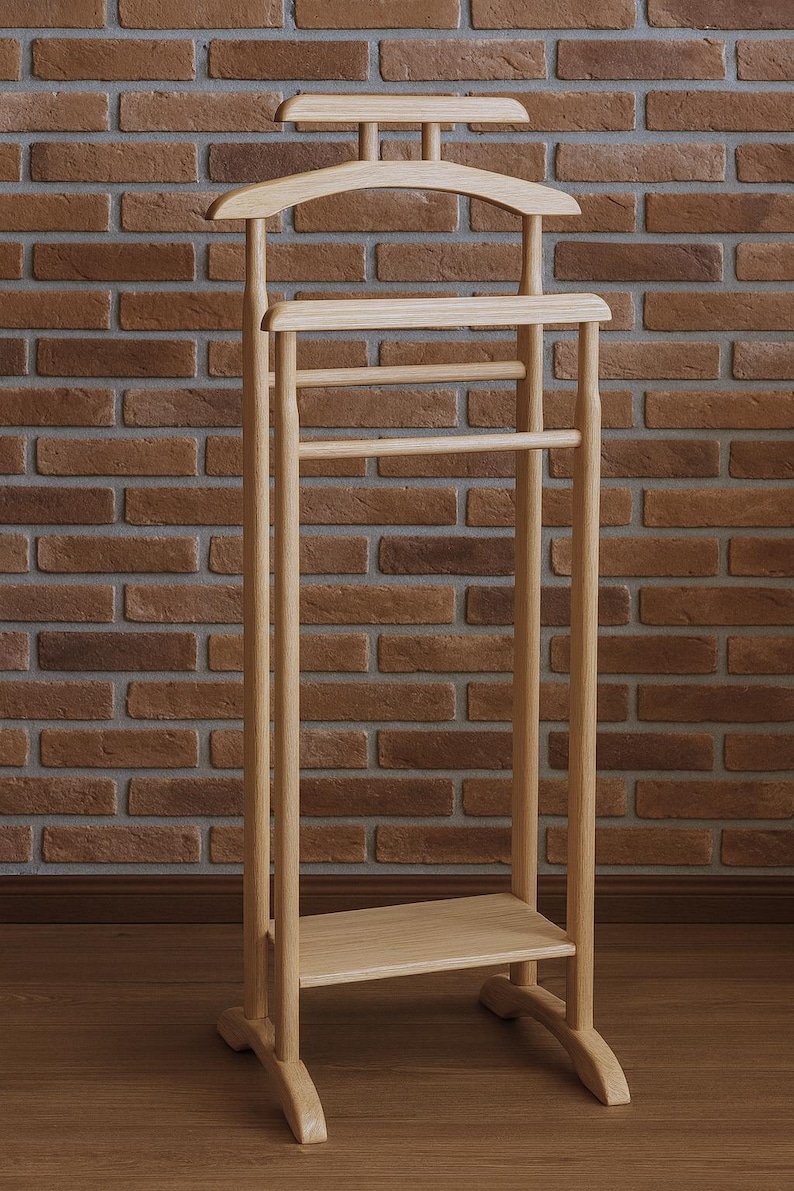 Double Wooden Clothing Valet Stand | Dual Garment Rack | Double Rail ...