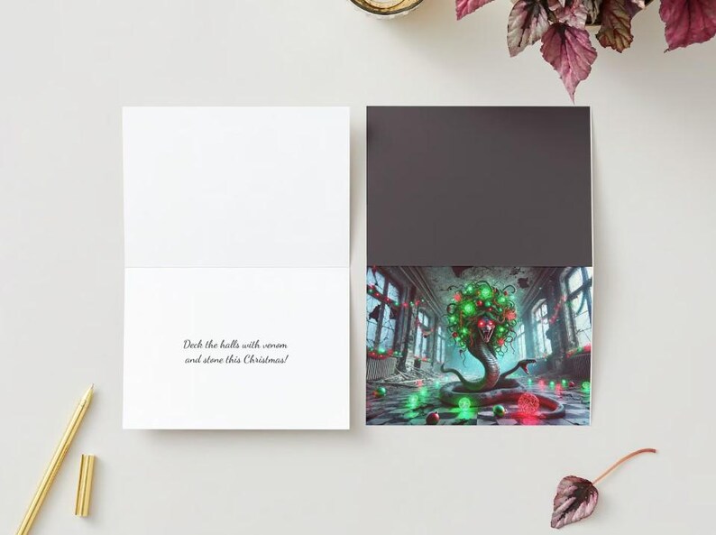 Medusa Snake Horror Christmas Card Deck the Halls With Venom - Etsy