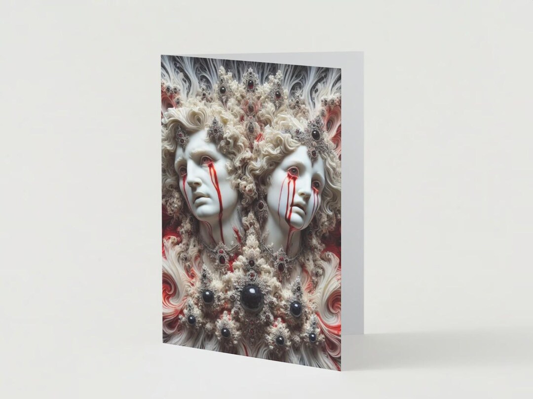 Royal Marble Couple Crying Blood Horror Valentine's Day Card - Etsy