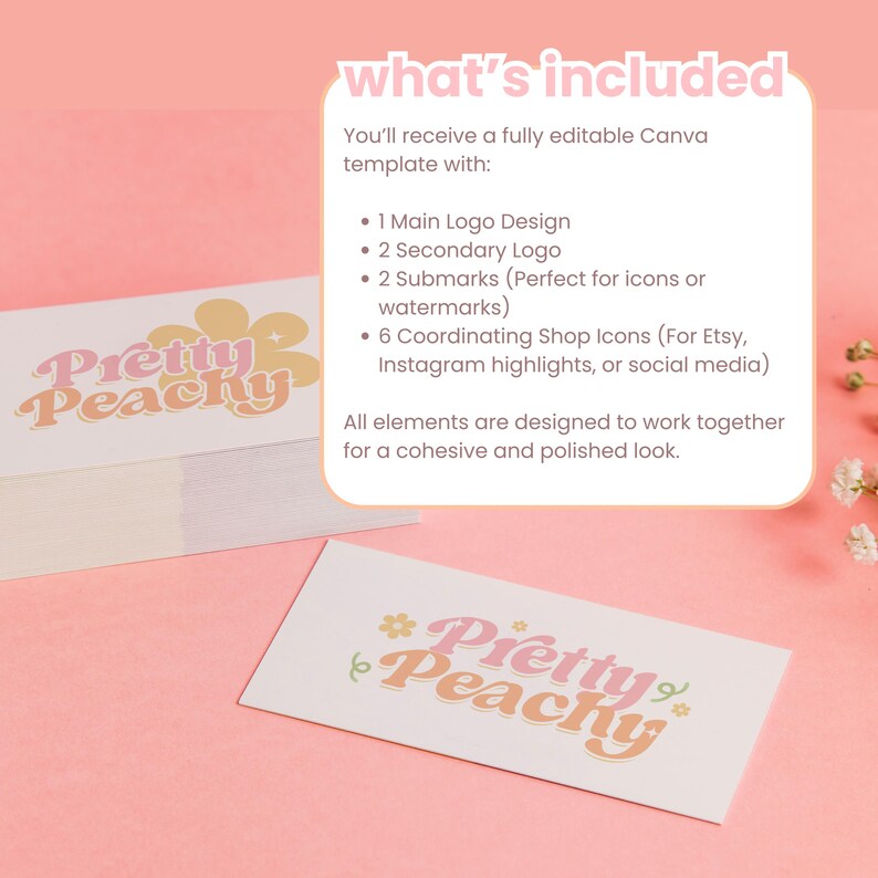 Editable Logo in Peach & Pink Design, DIY Canva Logo, Customizable ...