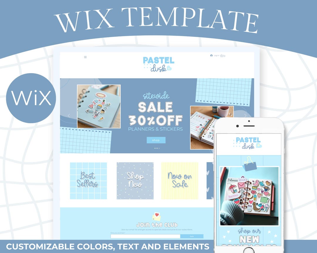 Wix Website Template, Pastel Dusk, Cute Purple Wix Template, Ecommerce ...