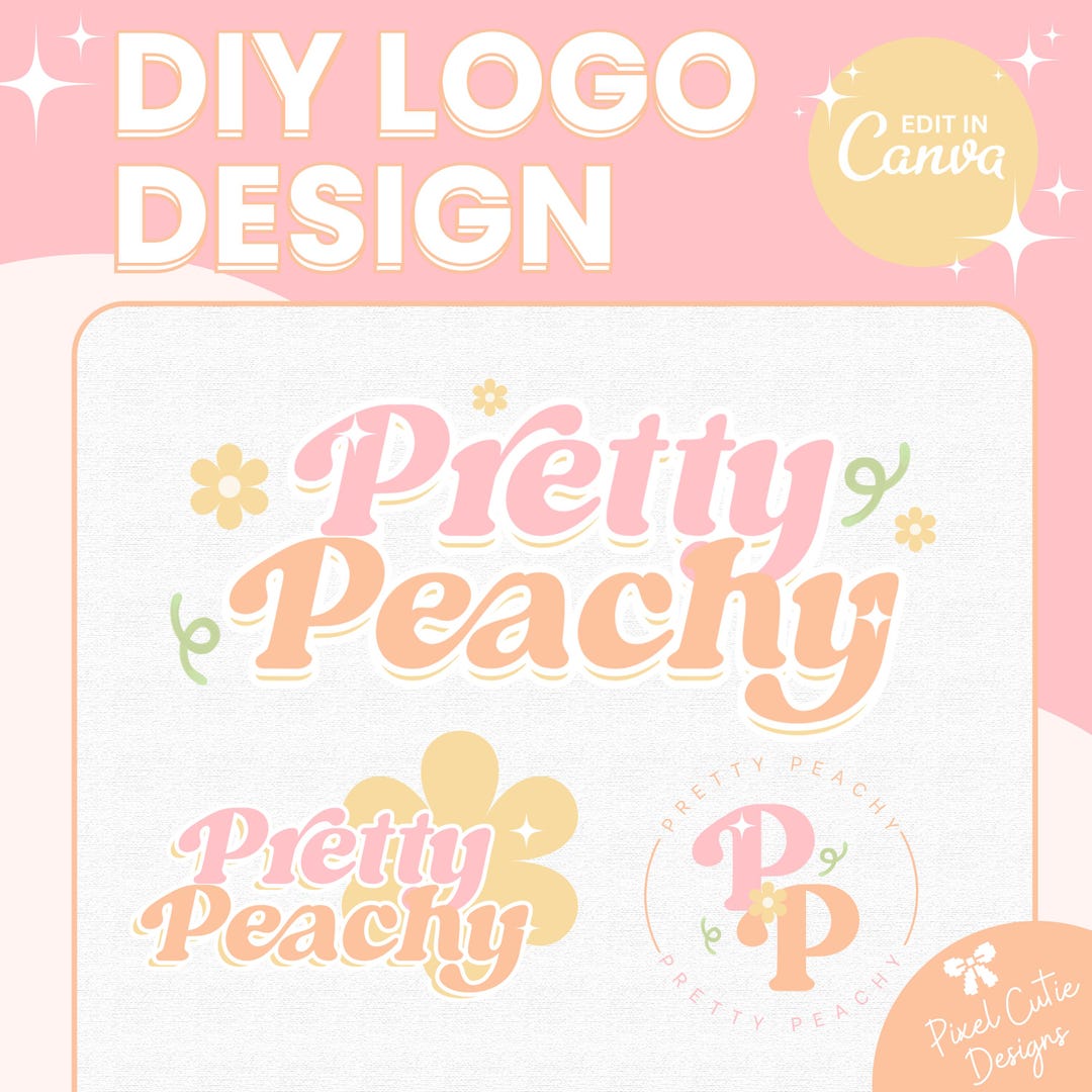 Editable Logo in Peach & Pink Design, DIY Canva Logo, Customizable ...