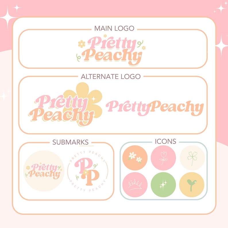 Editable Logo in Peach & Pink Design, DIY Canva Logo, Customizable ...