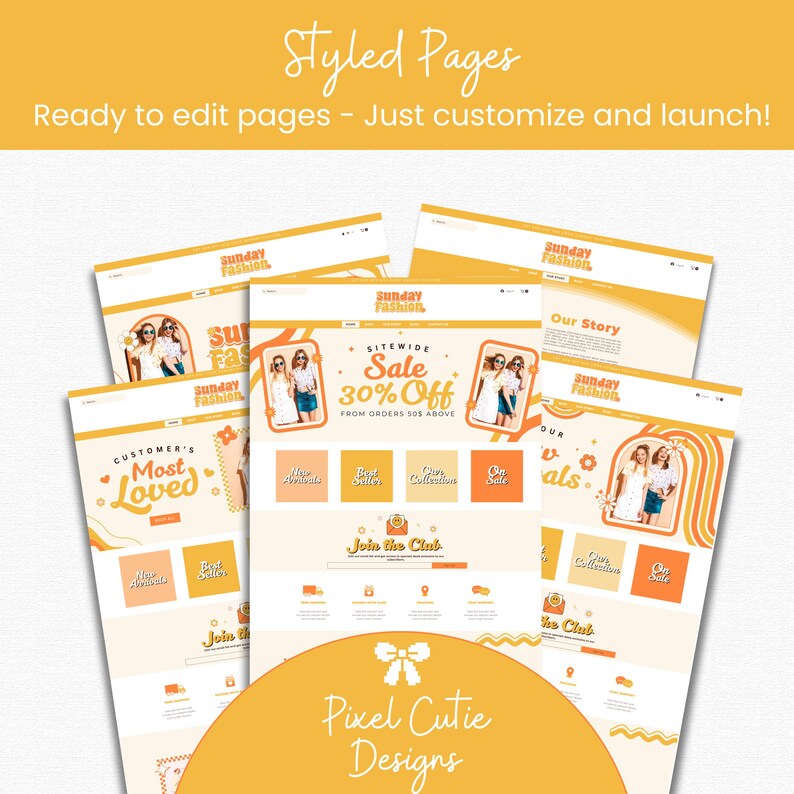 Wix Website Template in Yellow Theme, Colorful Website Design, Website ...