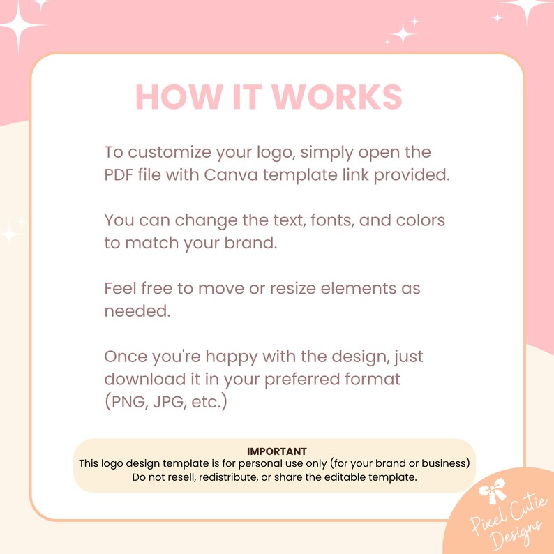 Editable Logo in Peach & Pink Design, DIY Canva Logo, Customizable ...