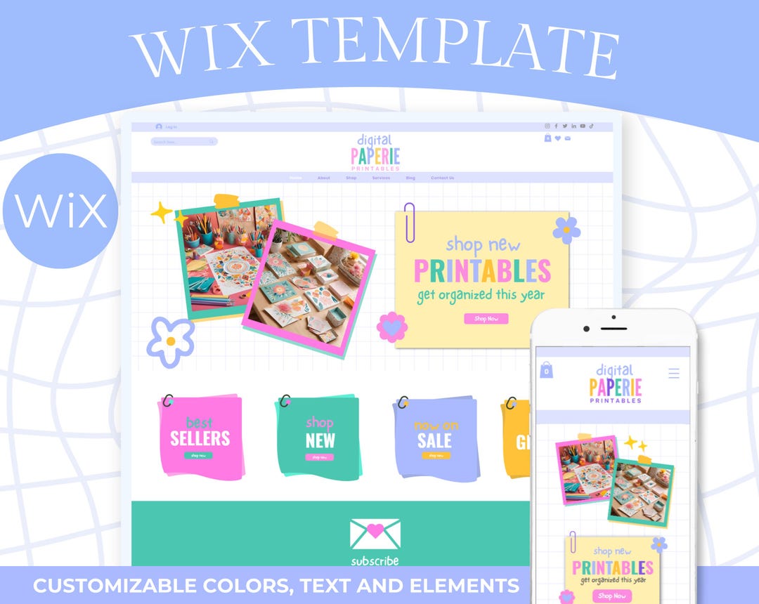 Wix Template, Cute Wix Website Design, Purple, Teachers, Crafters ...