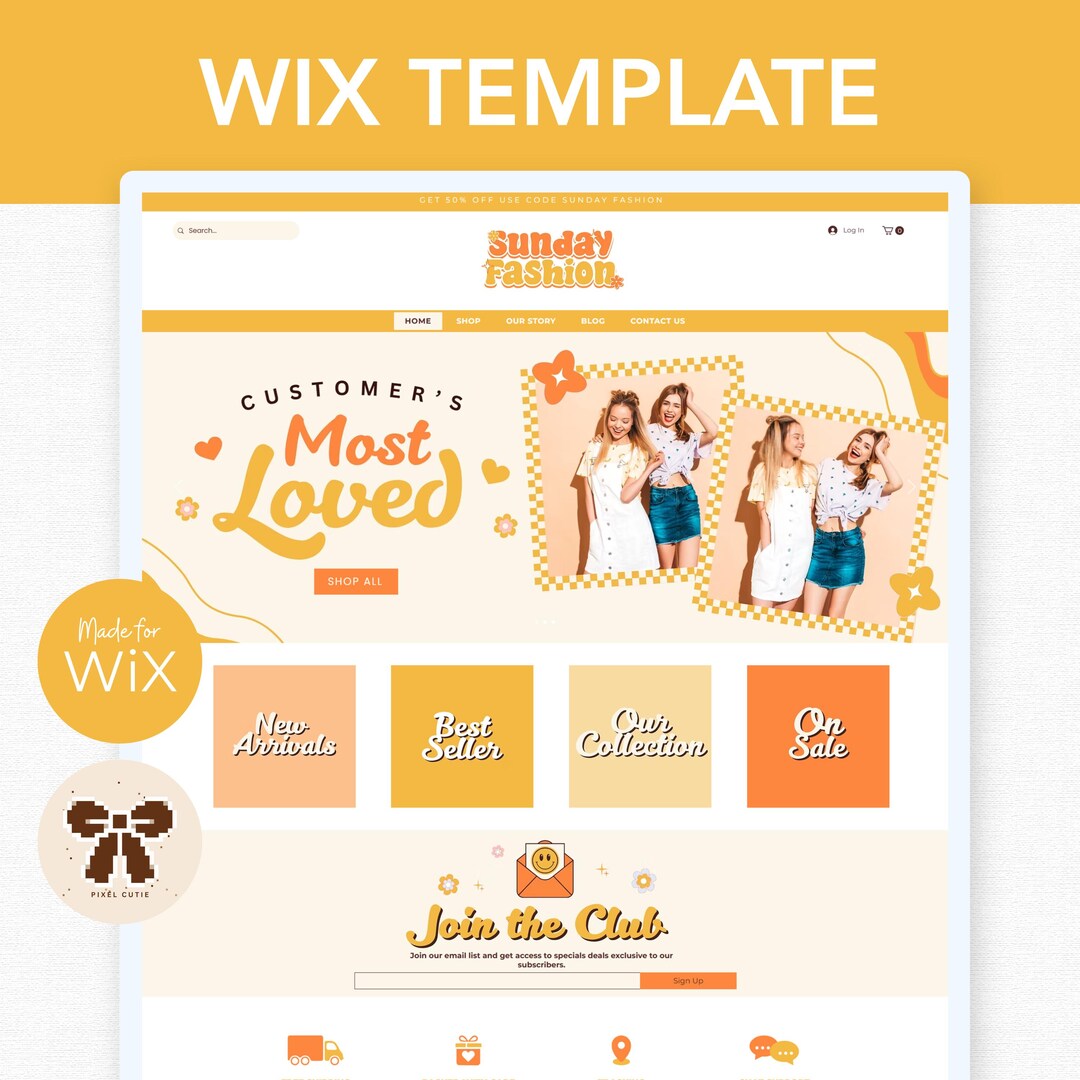 Wix Website Template in Yellow Theme, Colorful Website Design, Website ...