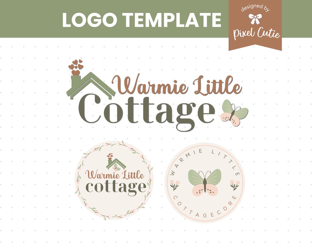 Cottagecore Logo Design: Editable Canva Template, Small Business ...
