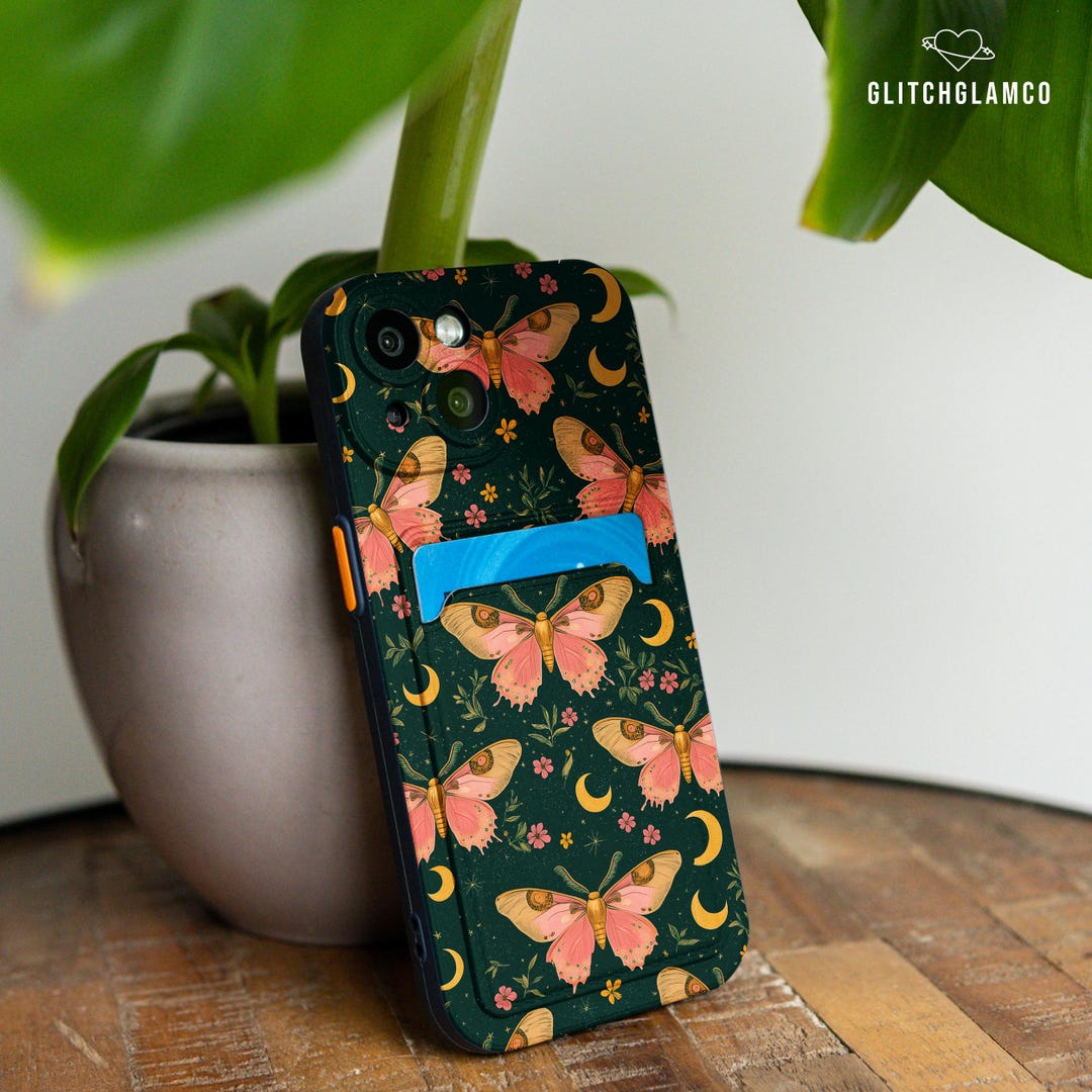 Moon Moth Card Case for iPhone 13 12 Mini iPhone 16 Plus 11 15 Pro Max ...