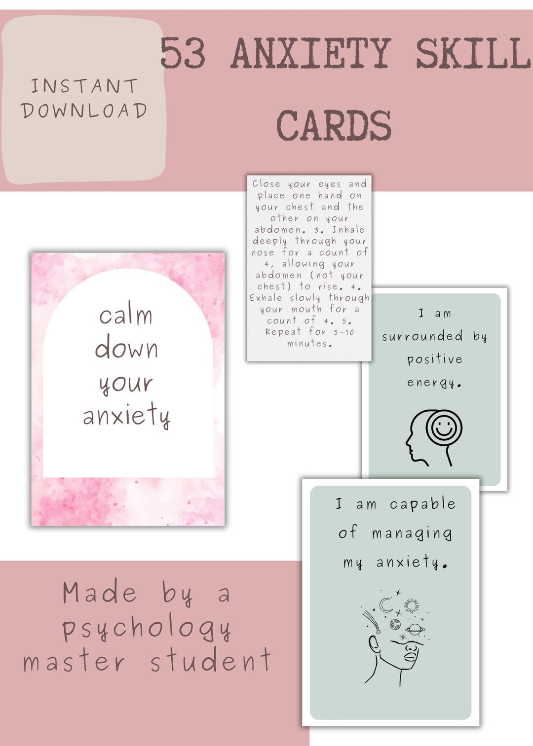 70 Pages ANXIETY Manage Skills Cards, for Adults and Teenagers ...