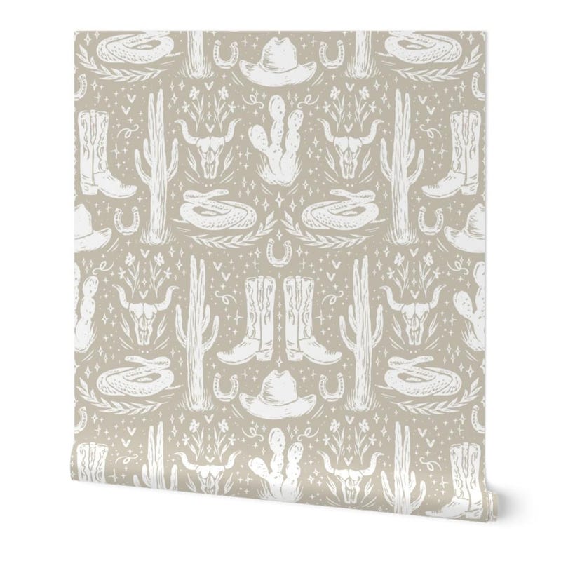 Western Wallpaper Neutral - Etsy
