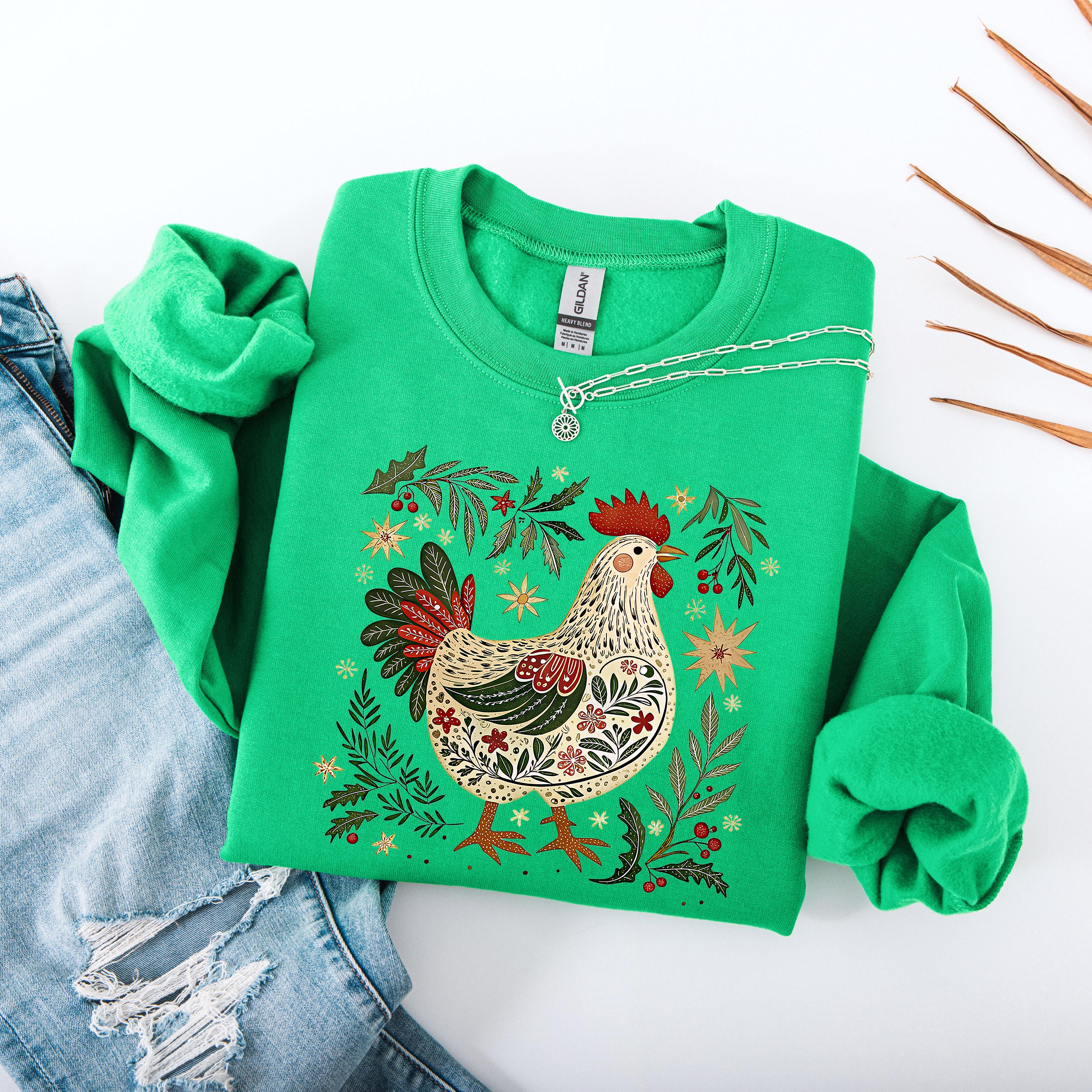 Christmas Chicken Sweatshirt: Farm Holiday Sweater, Chicken Lover Gift ...
