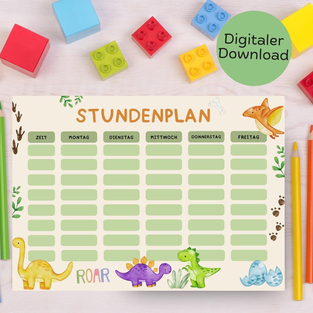 Digital Timetable for Children | Timetable for School | Printable ...