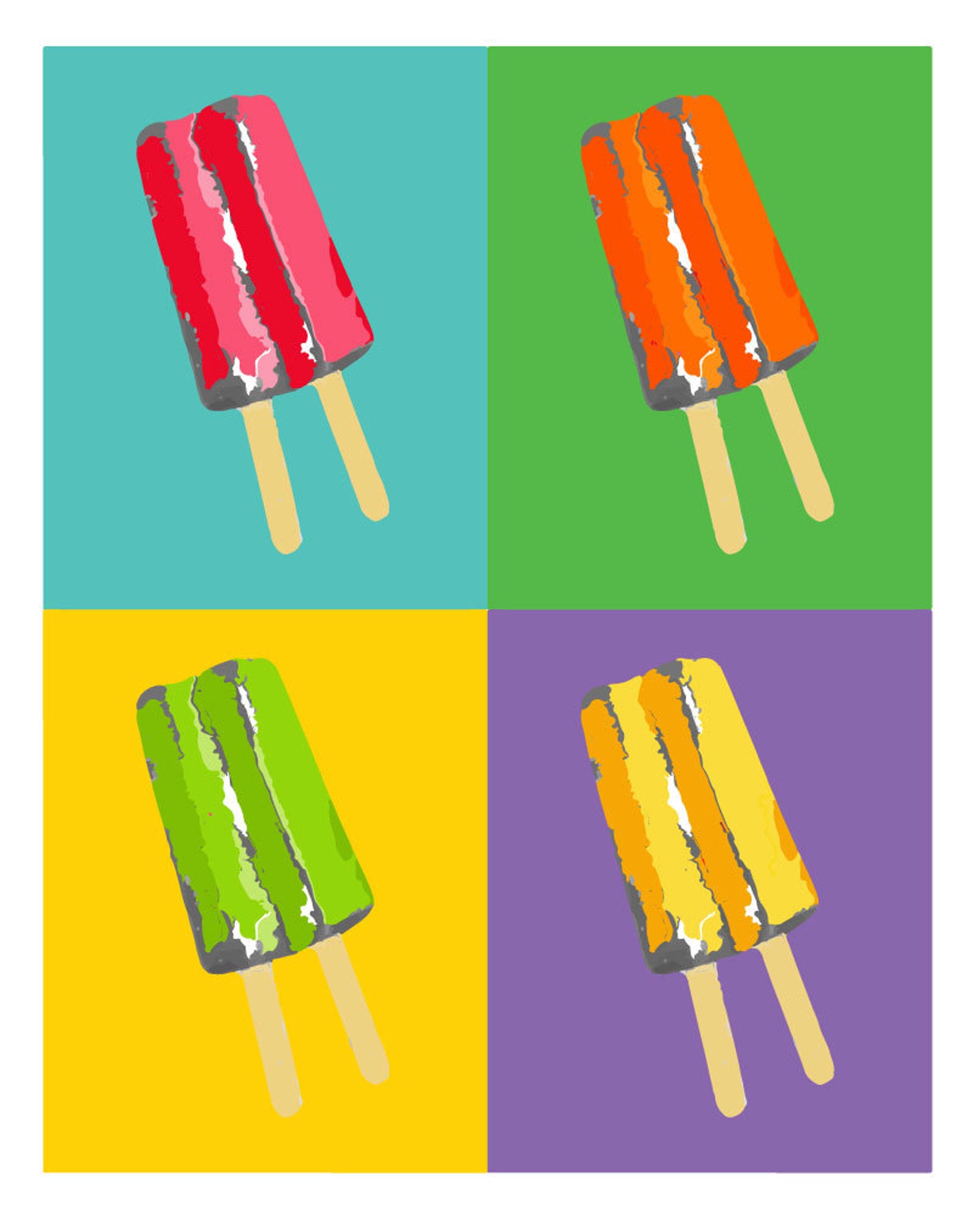 Popsicles POP ART Digital Download 4up | Warhol-style Pop Art | Modern ...