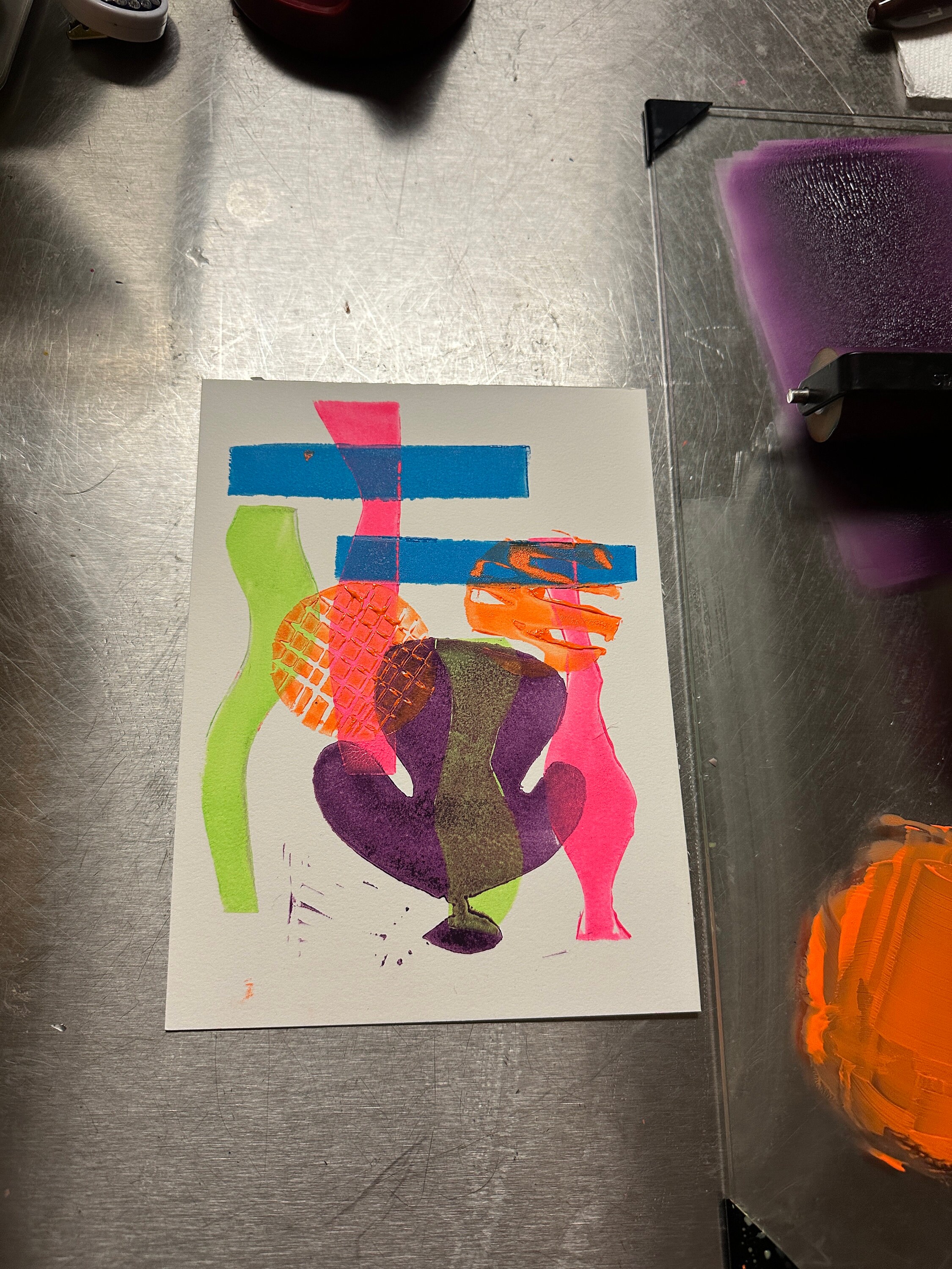 Pop Art Linocut Abstract Print "Abstract No. 1 2023 | 6x8" | Original ...