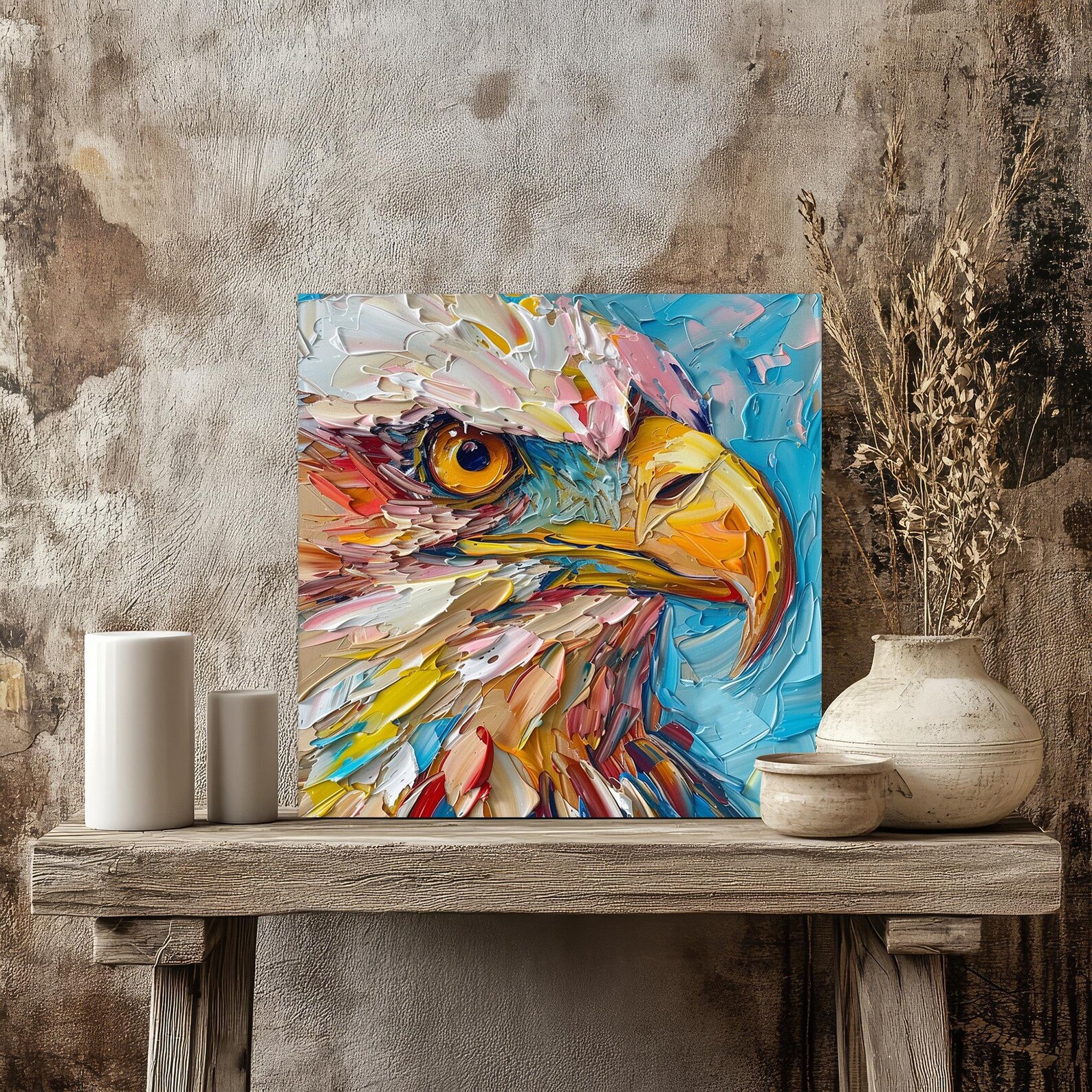Bald Eagle Painting Bird Impasto Original Art Wild Animals Wall Art ...