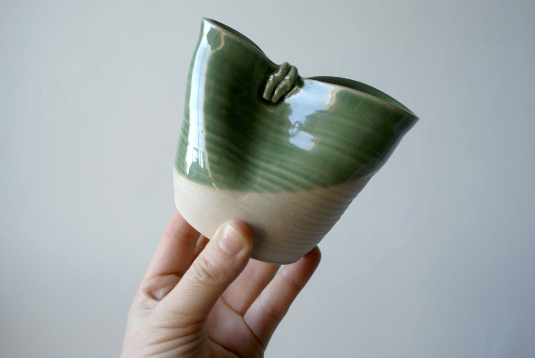 Handmade Stoneware Milk Jug With Unique Folded Shape Glazed in Forest ...