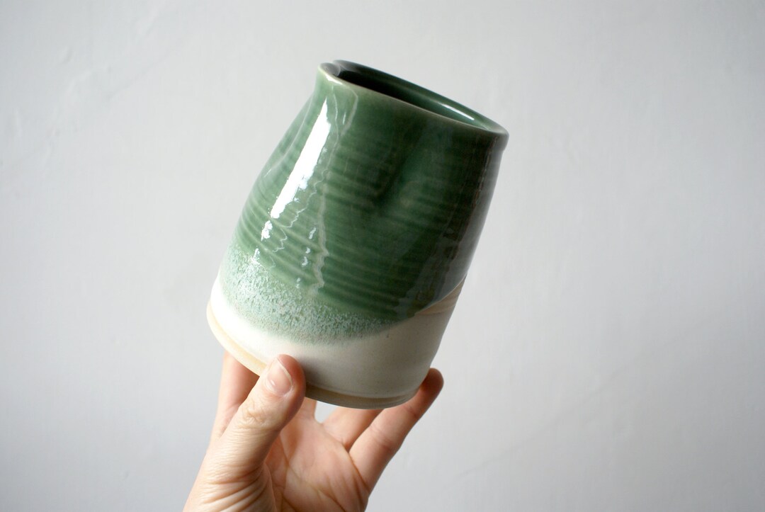 Ceramic Pouring Jug Cross Dipped in Green and Vanilla - Etsy