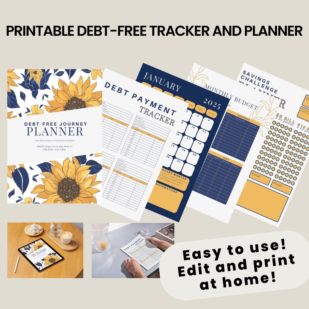 Debt-free Budget Planner PDF - Financial Freedom Organizer, Monthly ...