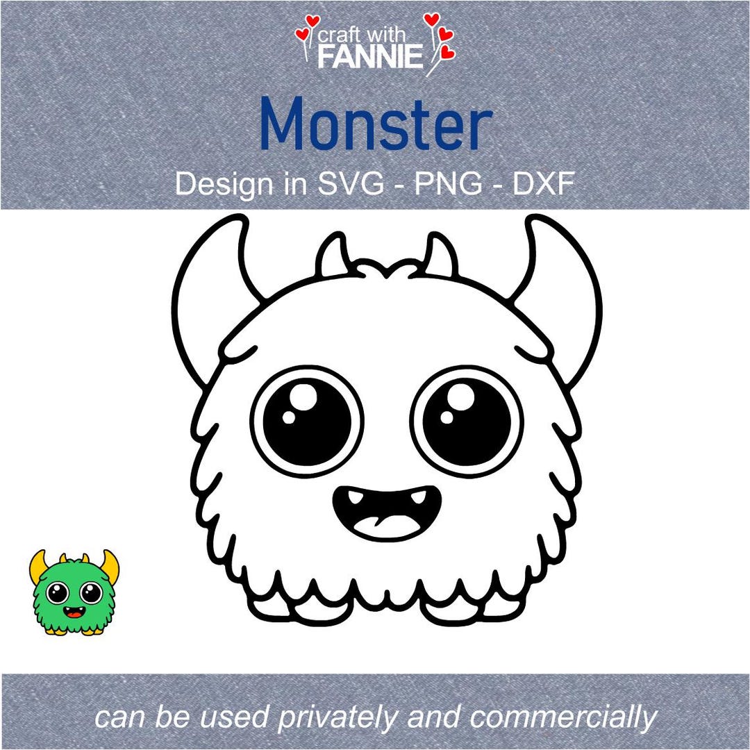 Cute Monster Plotter File Cutting File - SVG, PNG, DXF - for Laser and ...