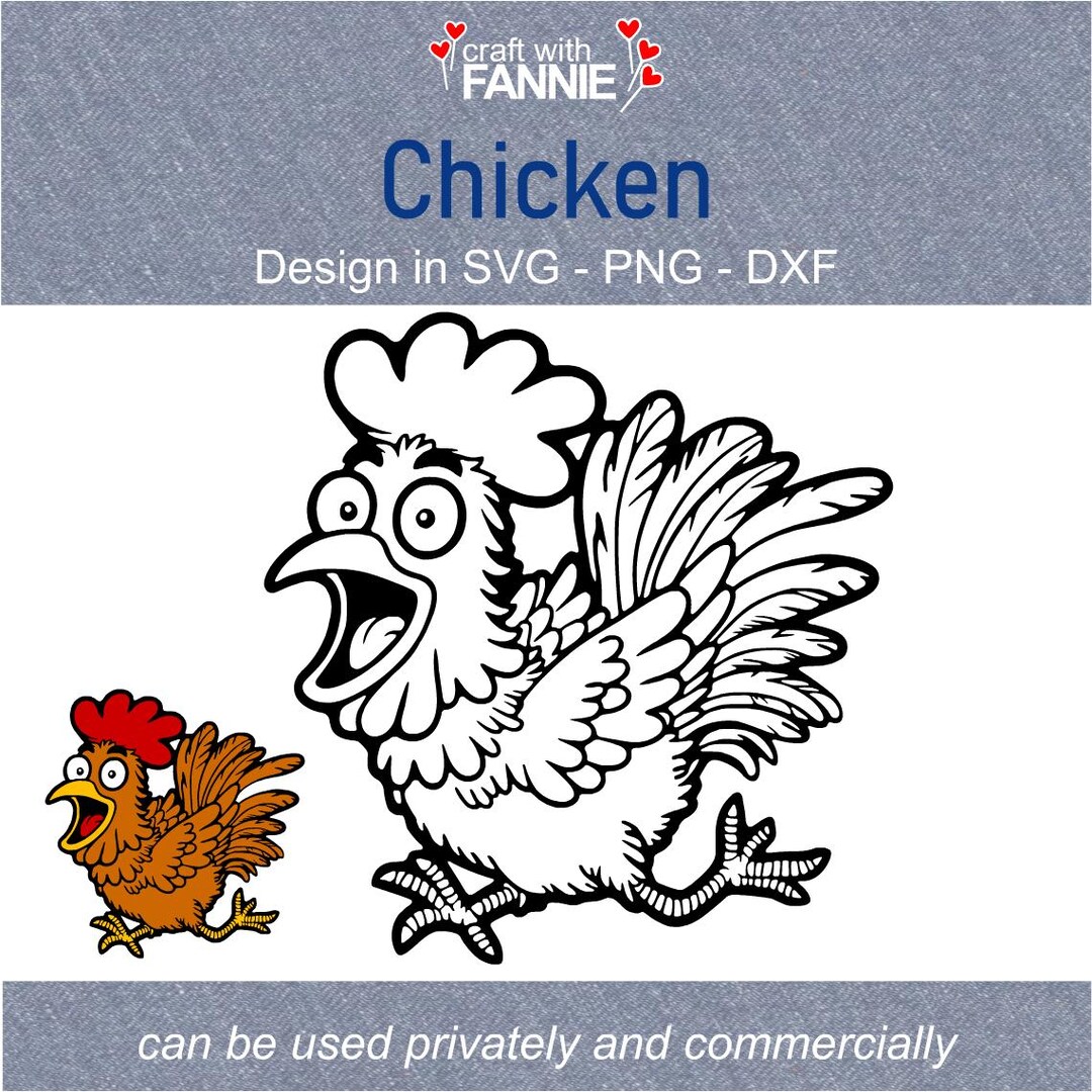 Crazy Chicken Plotter File Cutting File - SVG, PNG, DXF - for Laser and ...