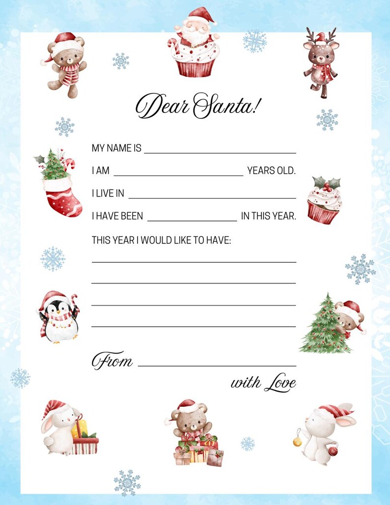 Santa Letter, Carta Para Santa, Santa Claus, Papa Noel - Etsy