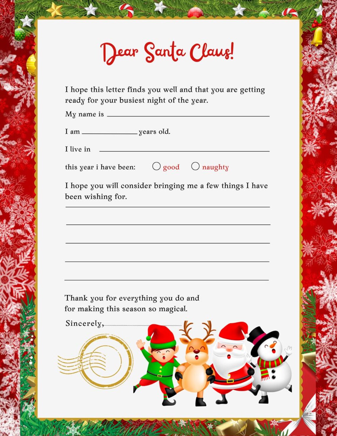 Santa Letter, Carta Para Santa, Santa Claus, Papa Noel - Etsy